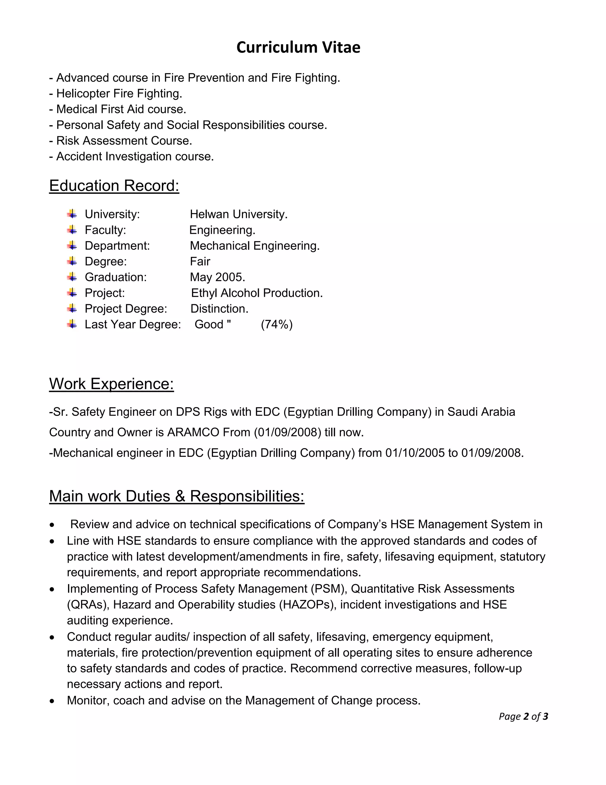 CV (Ahmed Saeed) HSE Engineer | PDF