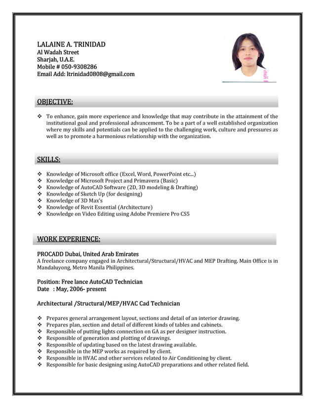 Lalaine_Trinidad CV 2016-1 | PDF | Business | Business and Finance