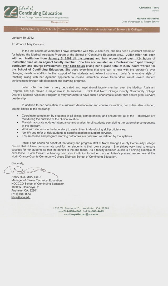 Henry Hua Recommendation Letter | PDF