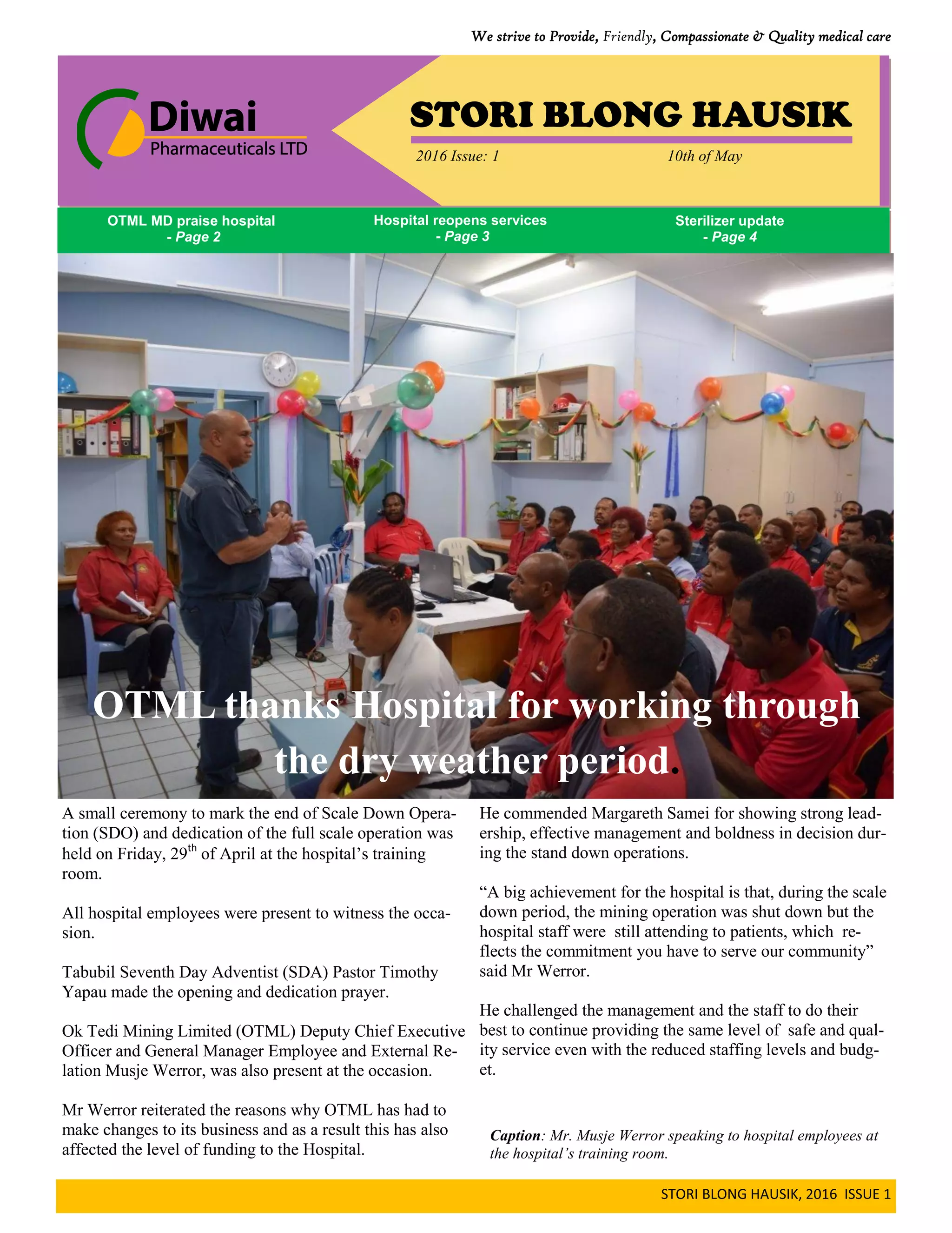Tabubil Hospital Newsletter 2016 Issue 1 | PDF
