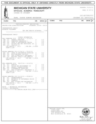 OfficialTranscriptMSU | PDF