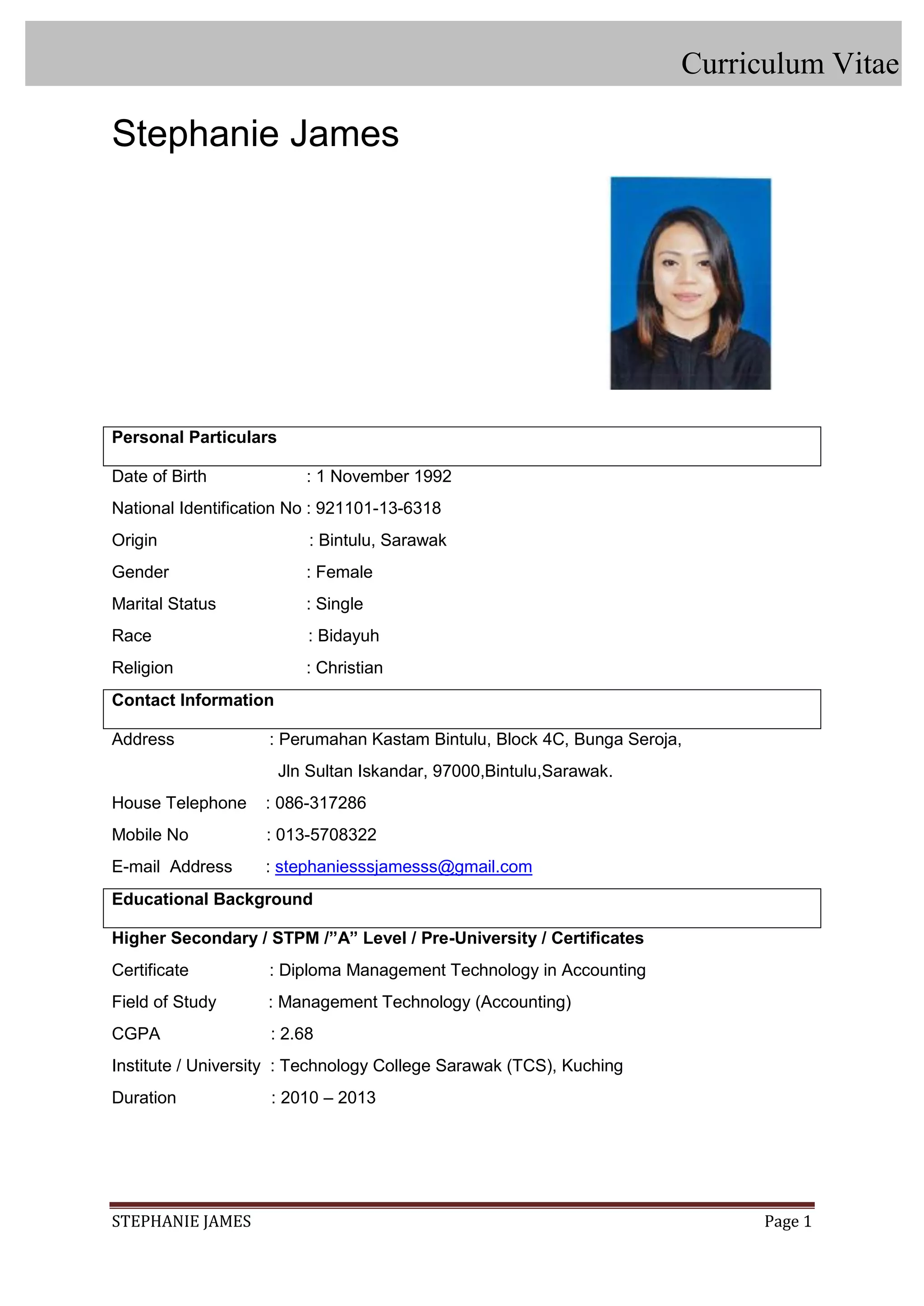 Curriculum Vitae_Stephanie James | PDF