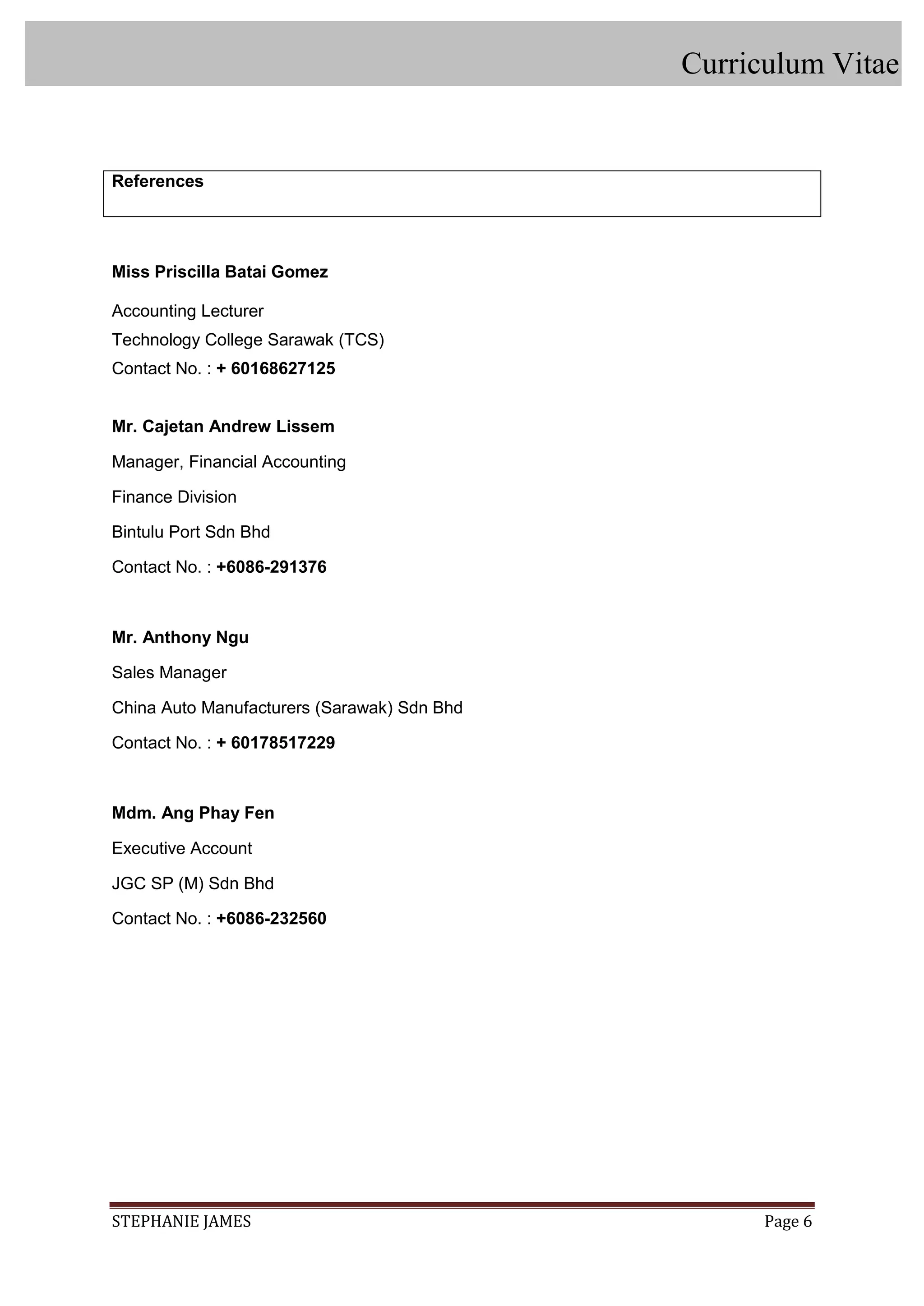 Curriculum Vitae_Stephanie James | PDF