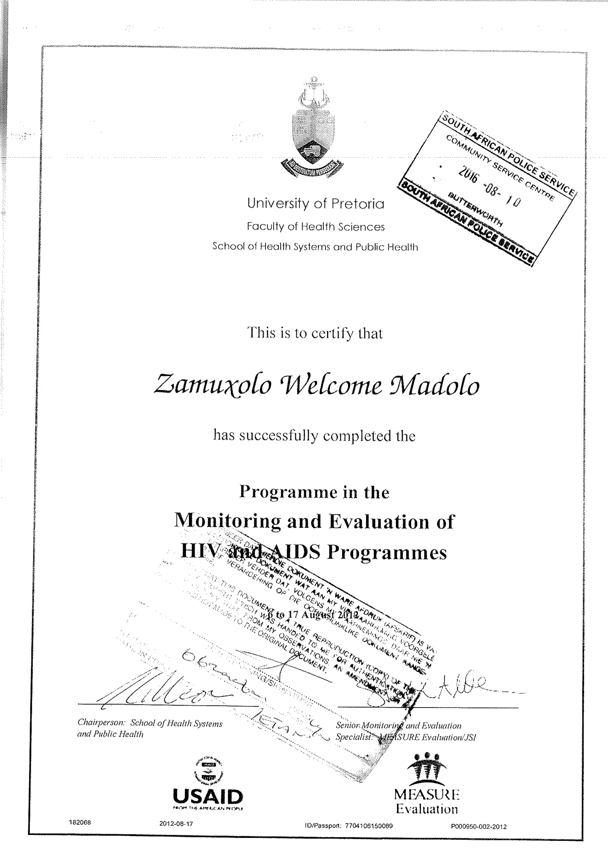 Certificates and ID copy | PDF