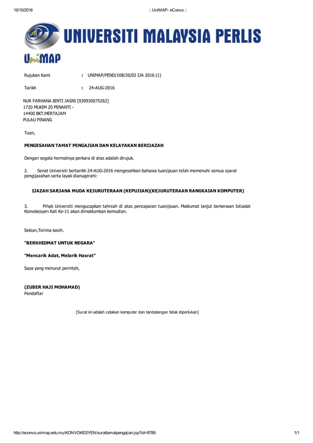 Degree Certificate from UniMAP | PDF