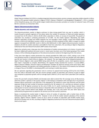 Global Telecom - Re-Intitation of coverage December, 2016 | PDF