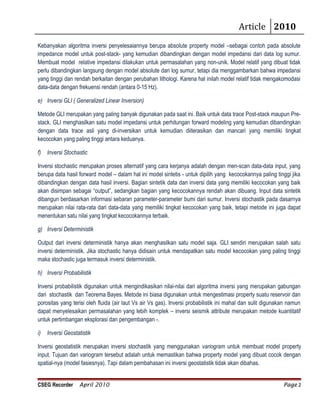 PEMODELAN DENGAN SEISMIK INVERSI | DOC
