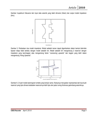 PEMODELAN DENGAN SEISMIK INVERSI | DOC