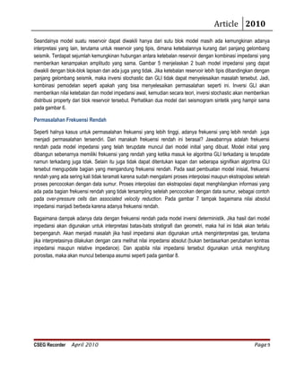 PEMODELAN DENGAN SEISMIK INVERSI | DOC