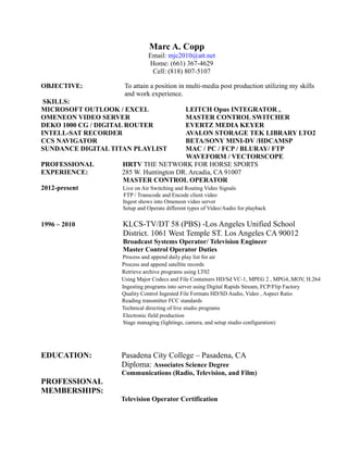 Marc Copp Resume 2015 | PDF