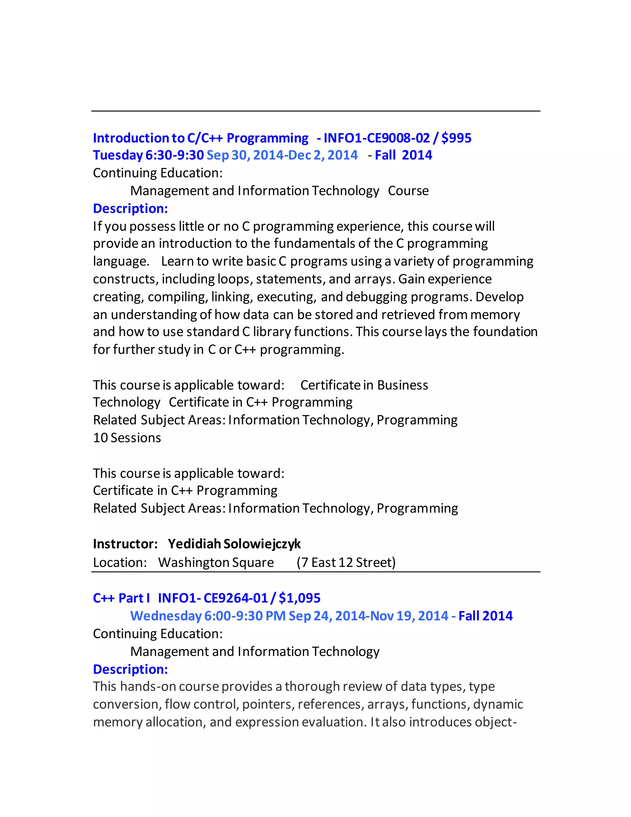 CourseAnnouncement_Spring_2015 | PDF