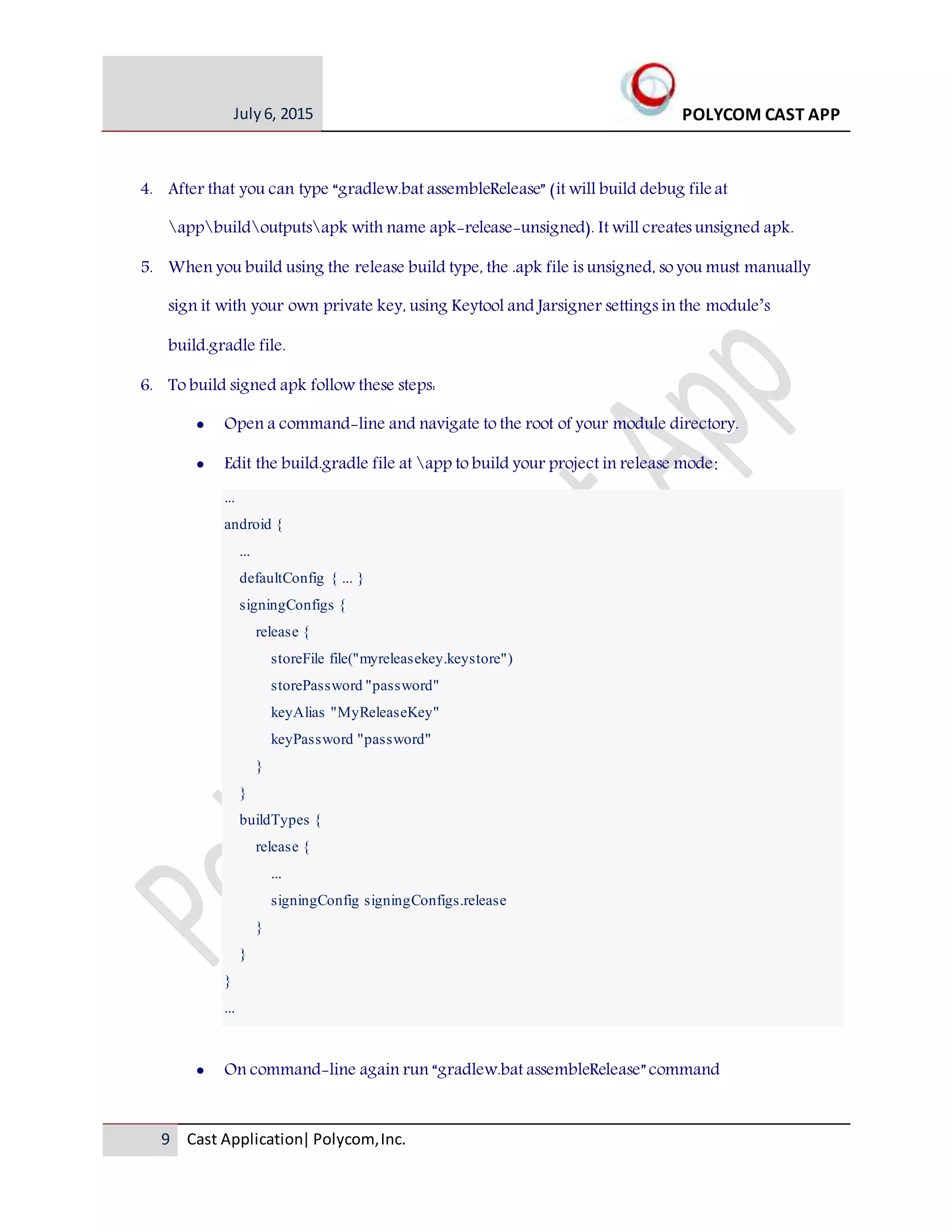 Summary Of Polycom Cast App | PDF
