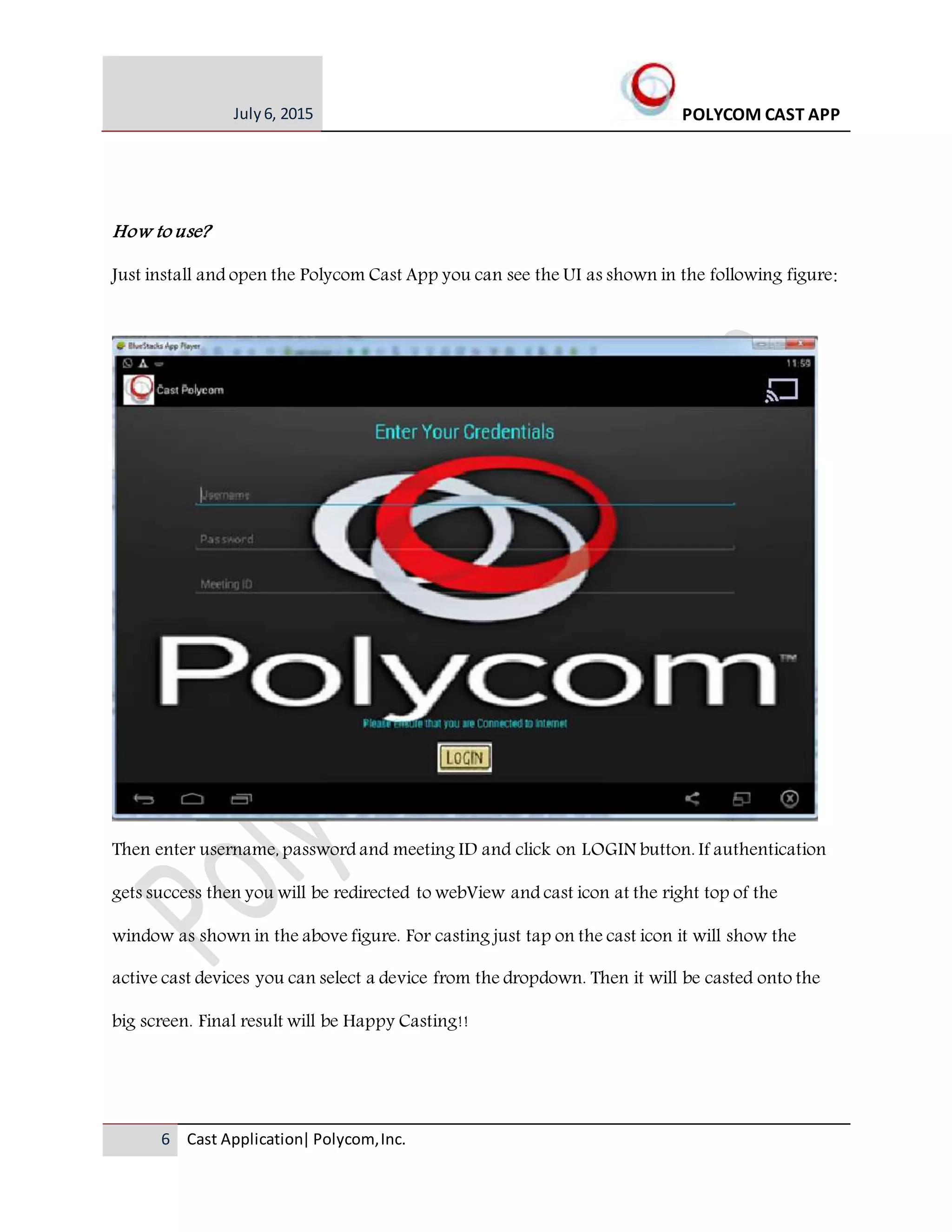 Summary Of Polycom Cast App | PDF