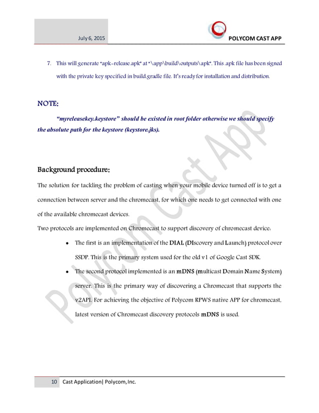 Summary Of Polycom Cast App | PDF