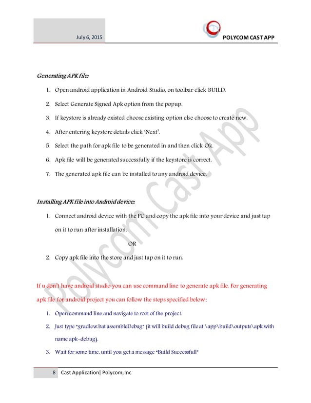 Summary Of Polycom Cast App | PDF