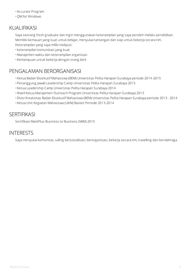 Rendy CV, Transkrip Akademik, Transkrip non Akademik & Surat Keterangan | PDF