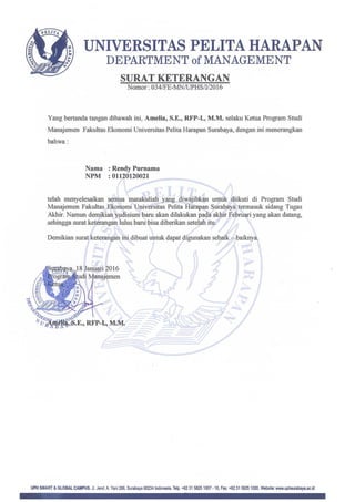 Rendy CV, Transkrip Akademik, Transkrip non Akademik & Surat Keterangan | PDF