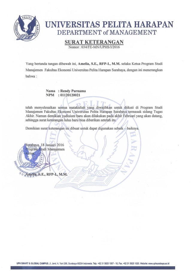 Rendy CV, Transkrip Akademik, Transkrip non Akademik & Surat Keterangan | PDF