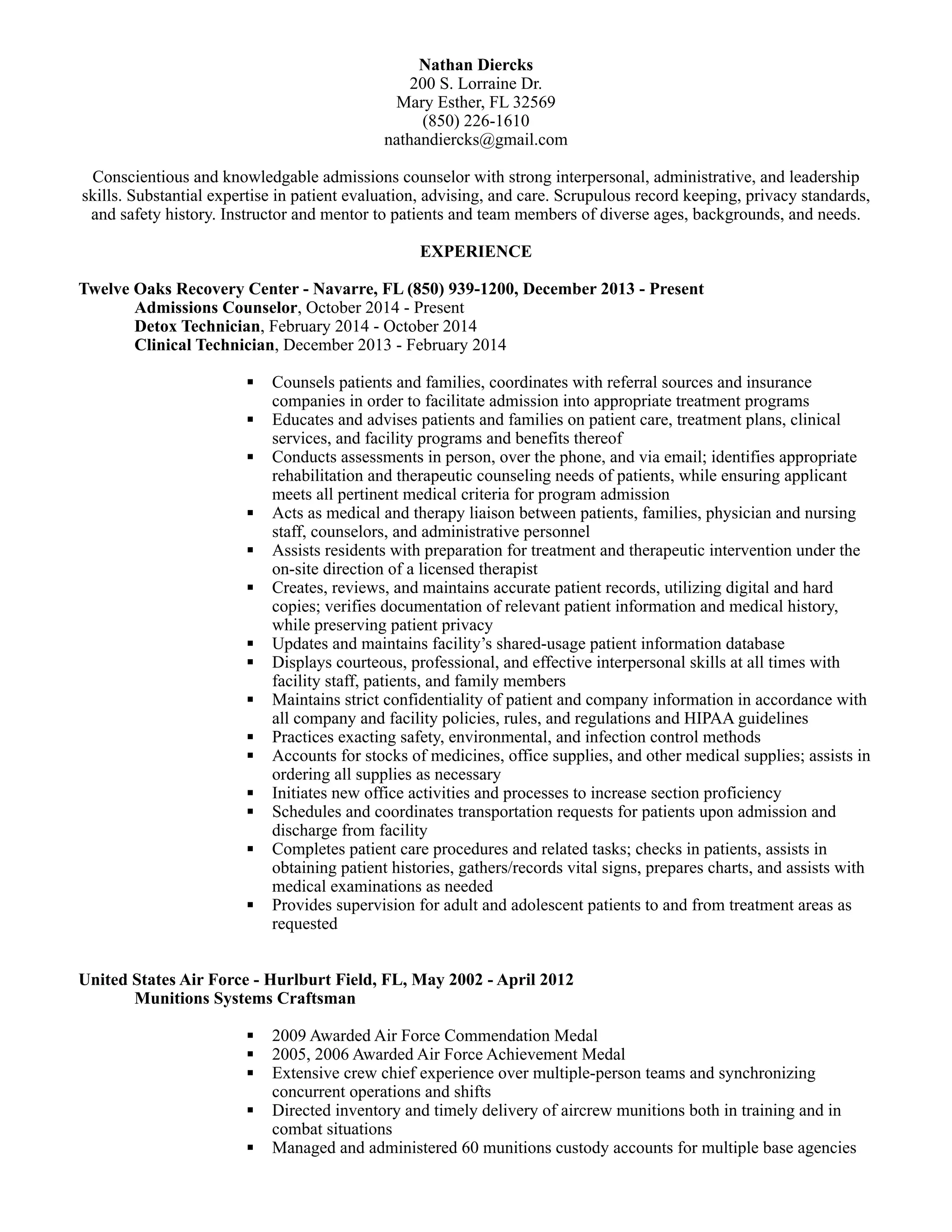 Nathan Diercks - Resume | PDF