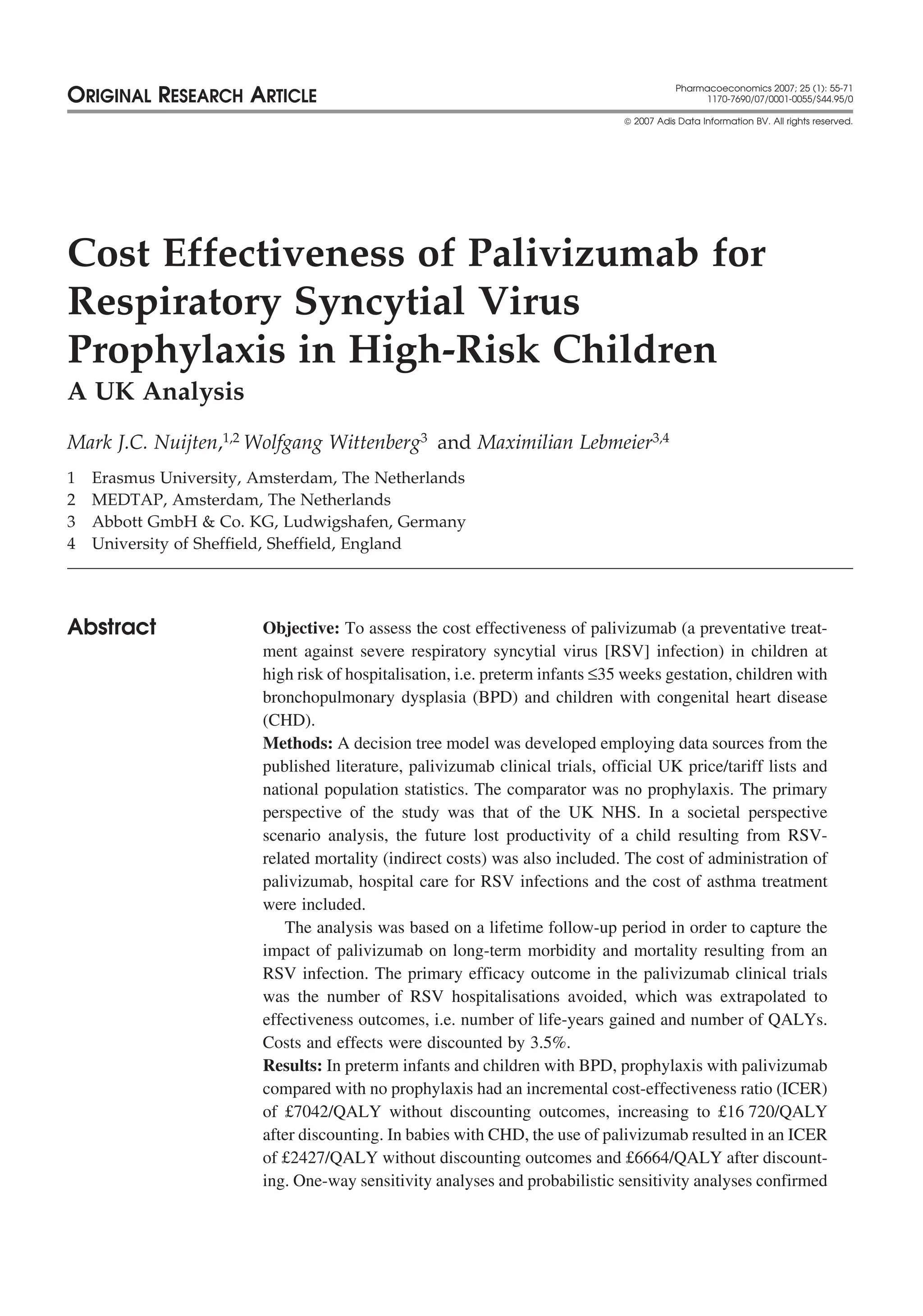 RSV Prev CE Analysis | PDF