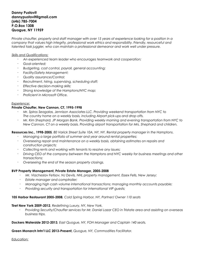 Danny Pustovit Resume | PDF