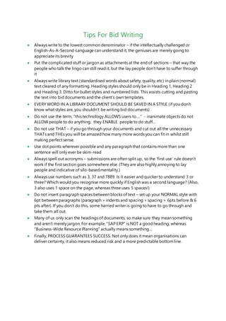 Jenny Hill's Tips For Bid Writing | DOCX