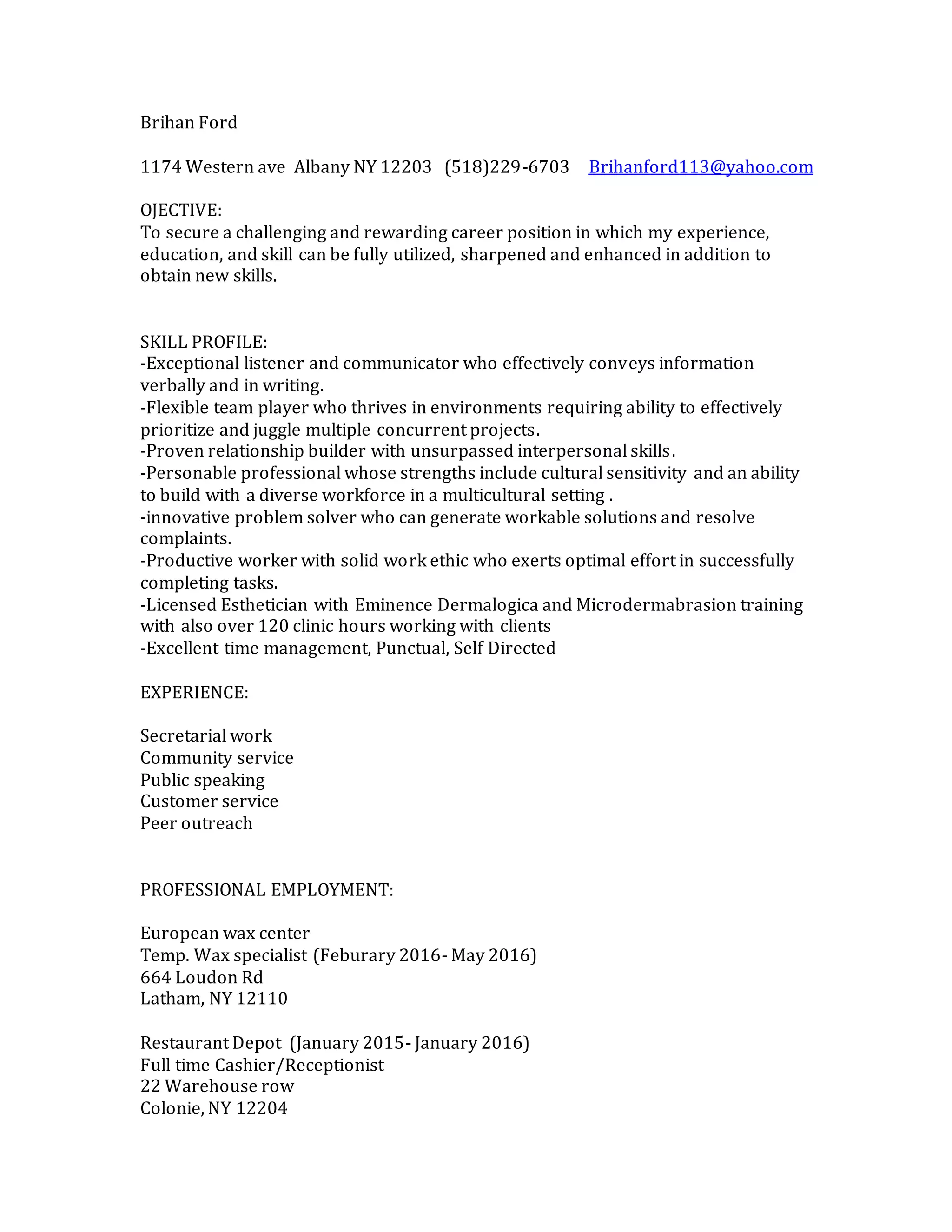 Brihan Ford Resume draft 2016 | DOCX