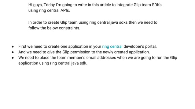 Glip team integration with ring central | PPTX