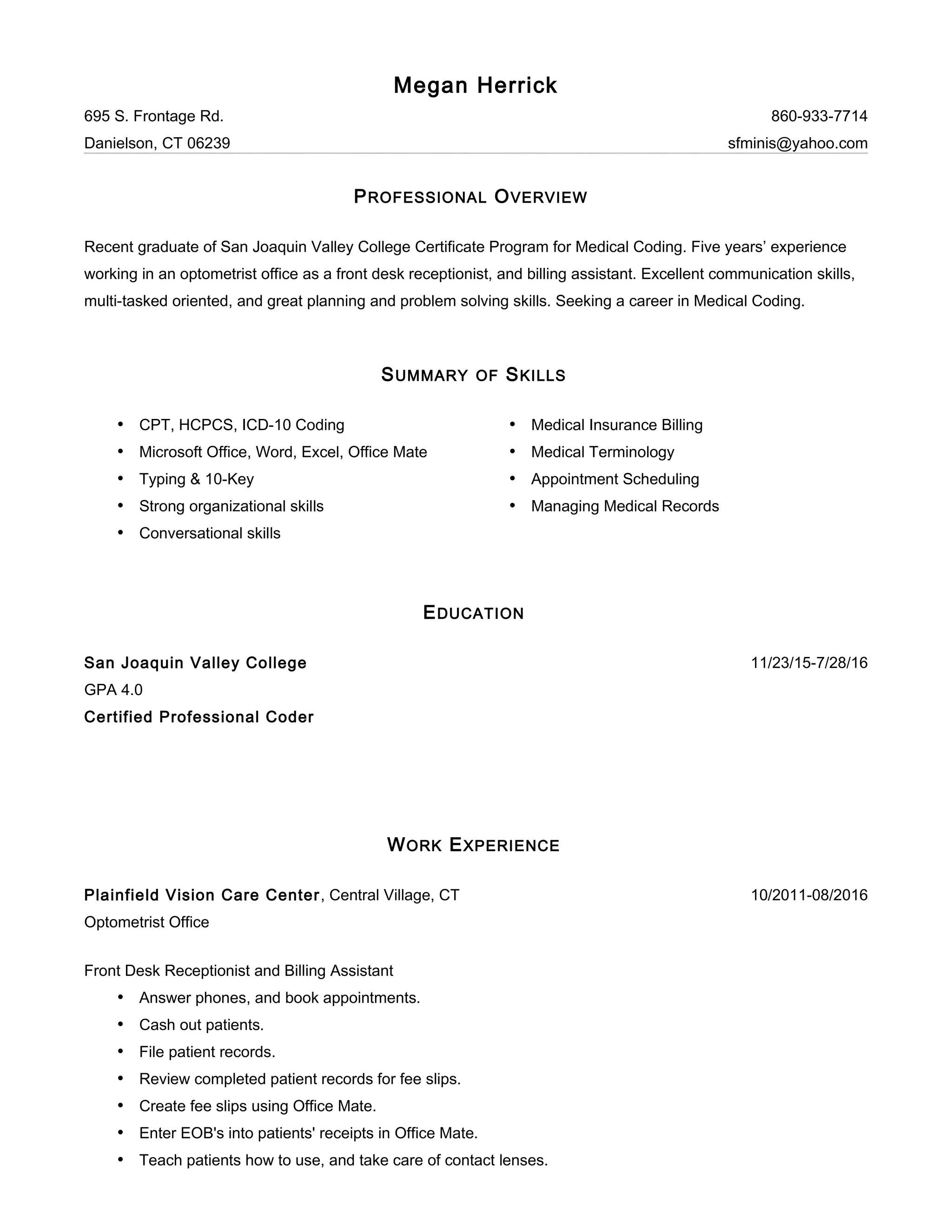 Megan Herrick's Resume | RTF