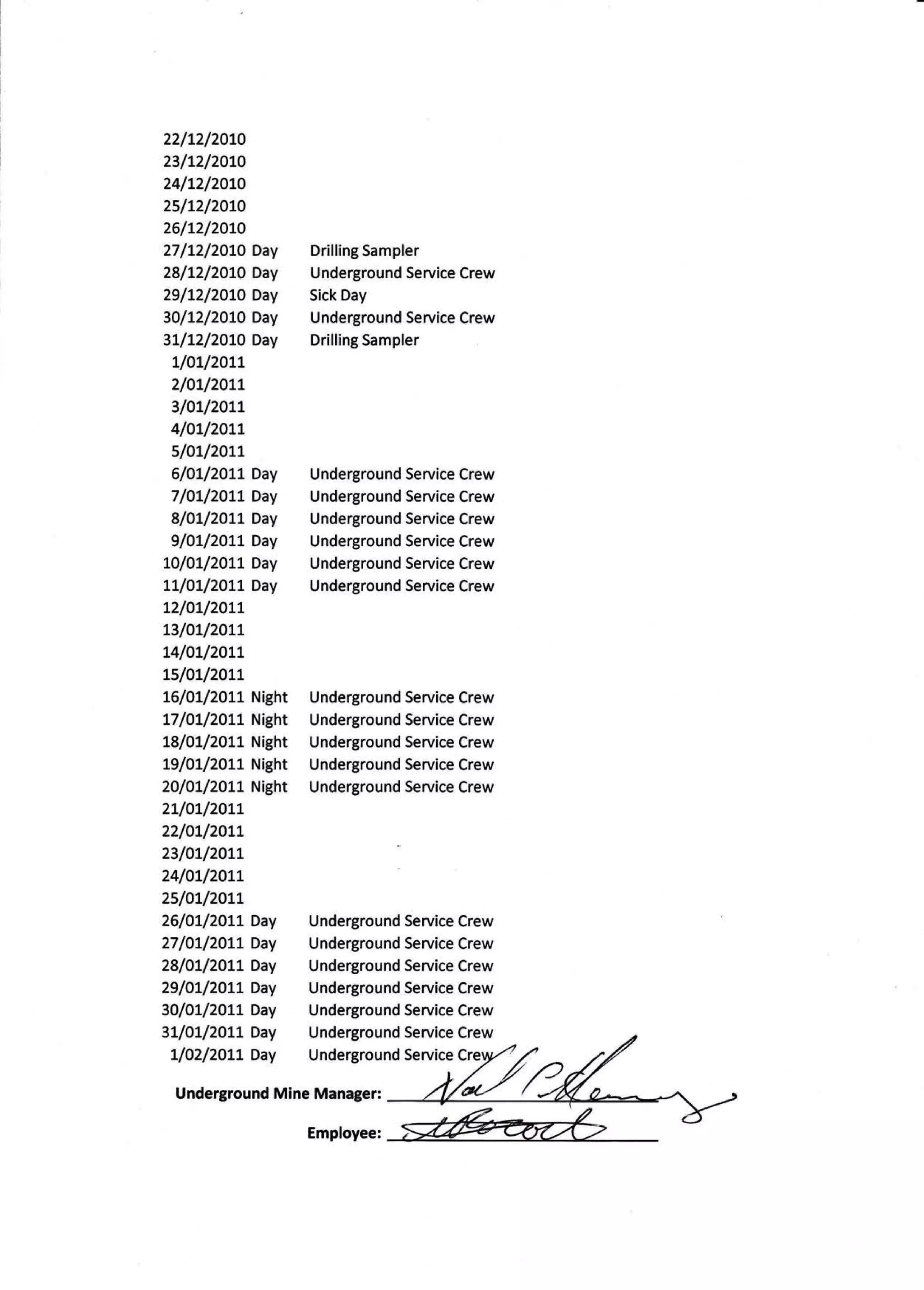 Perilya_Broken Hill Work Diary -Andrew Pocock | PDF