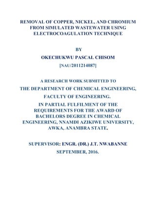 Pascal Okechukwu Electrocoagulation Project | PDF
