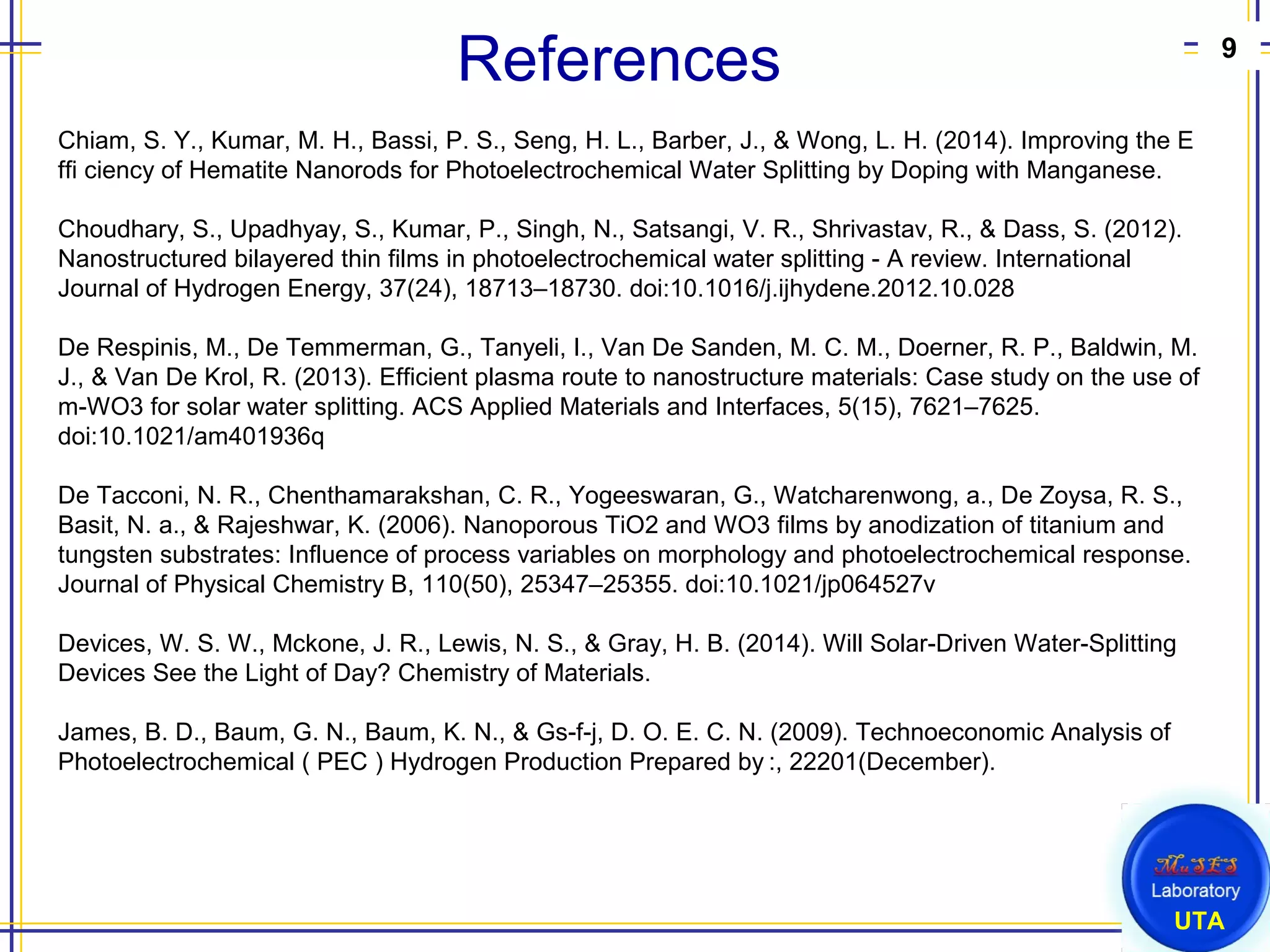 Solar Water Splitting Presentation | PPT