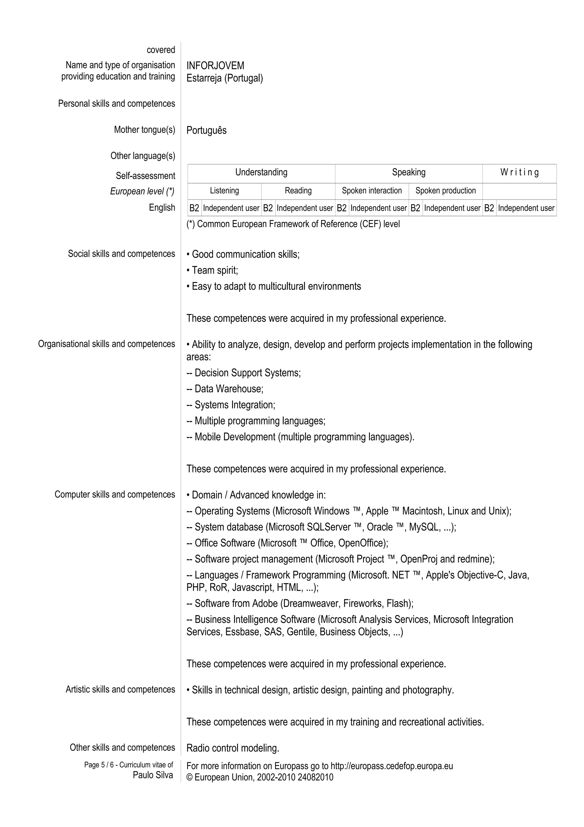 Europass-CV-150202_en | DOC | Computing | Technology & Computing