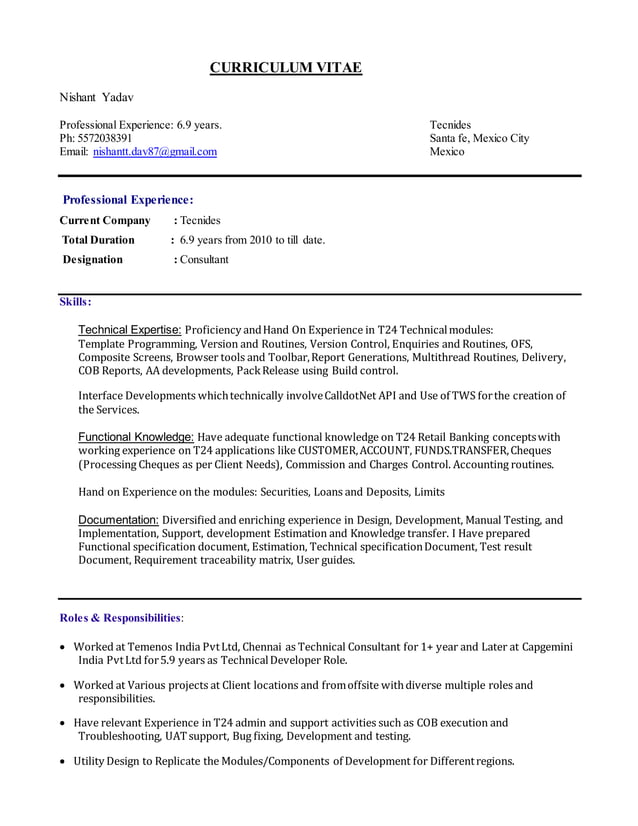 Resume_T24_7 years_Nishant Yadav | DOCX | Computer Software and ...