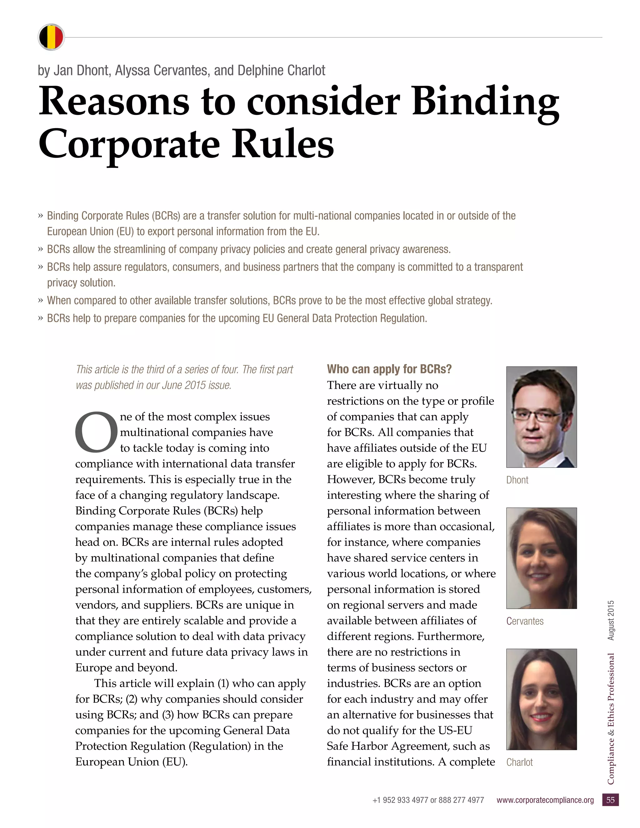 Reasons to consider Binding Corporate Rules | PDF