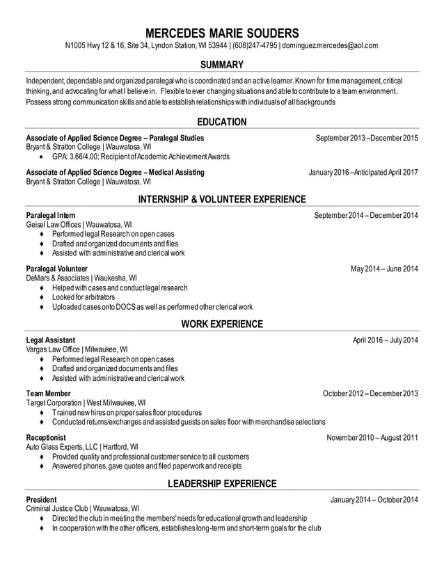 Souders, Mercedes Resume | PDF