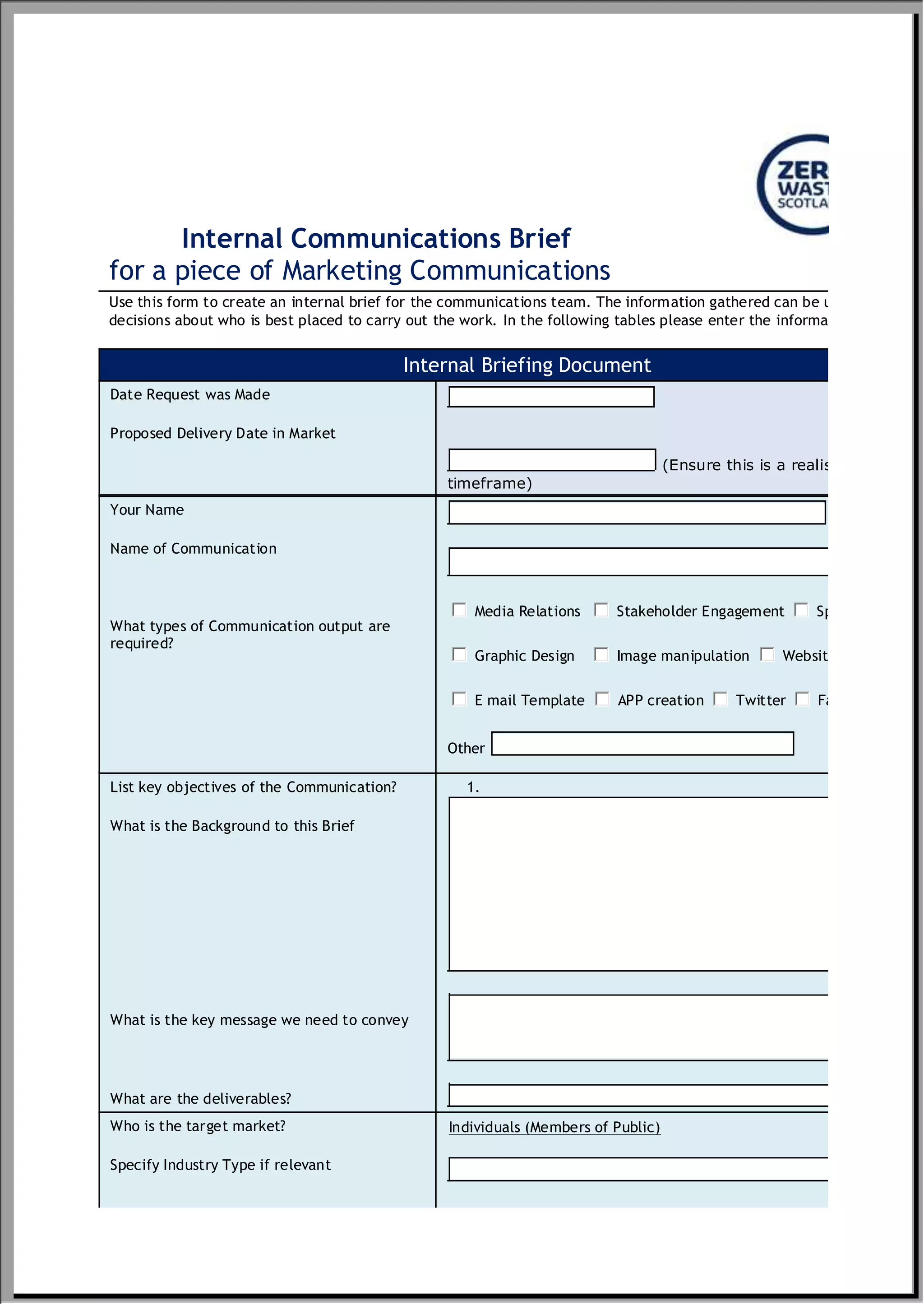 Internal Communications Brief Form 2_HWU | PDF