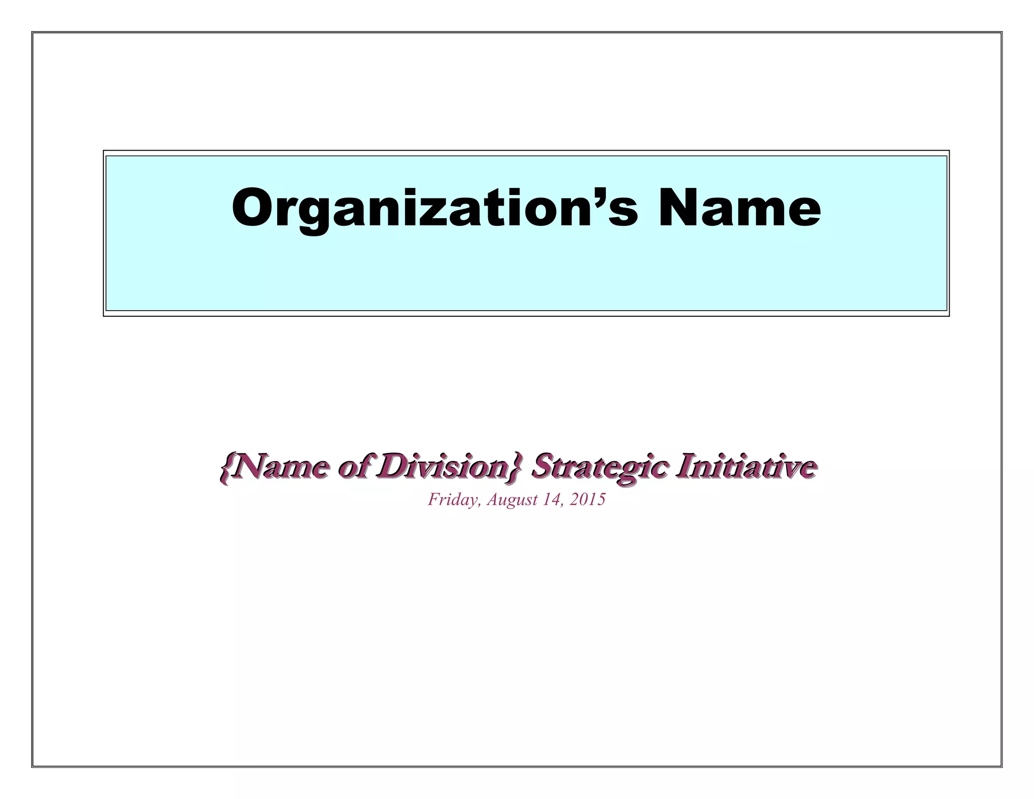 Strategic Initiative Project Plan Example | PDF