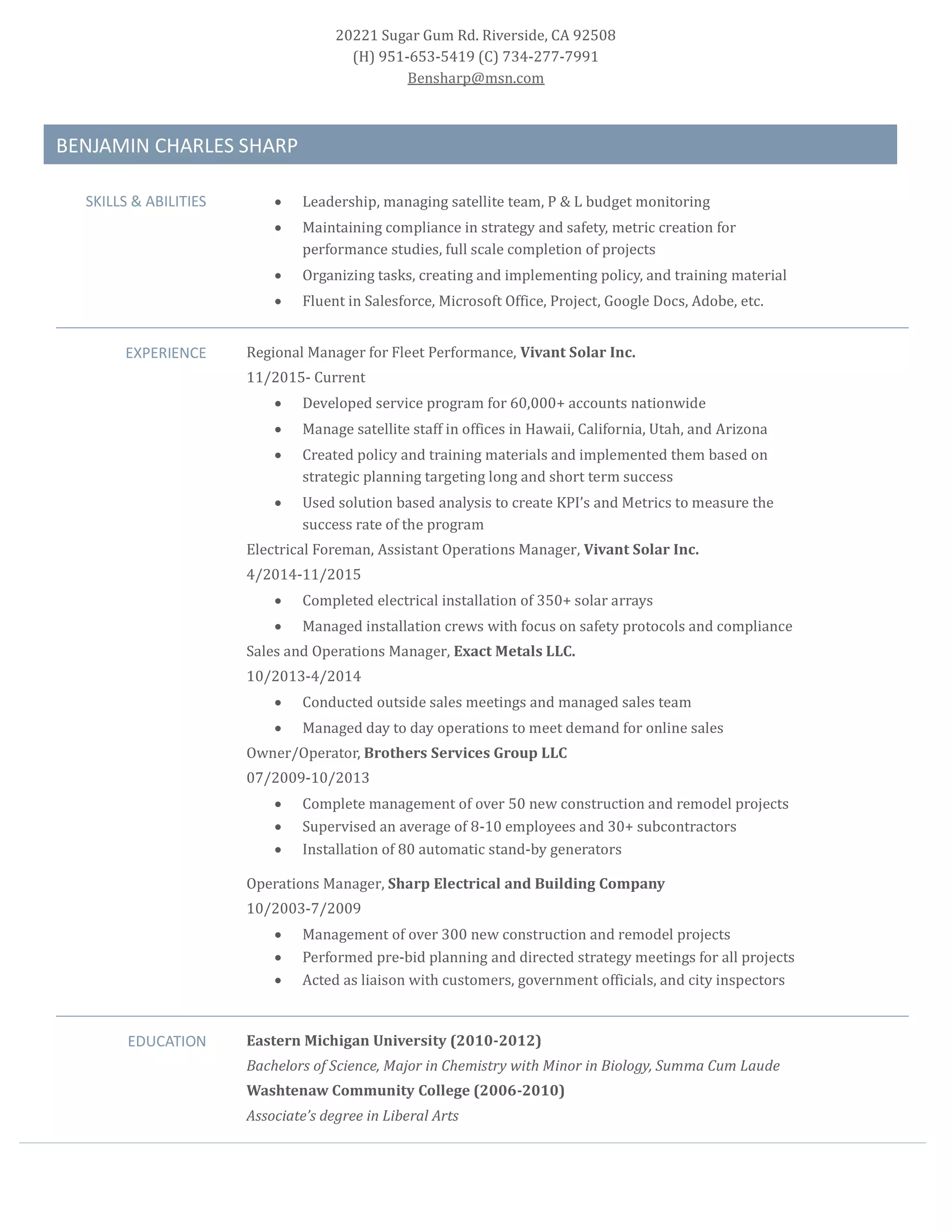 Benjamin Sharp Resume 9-22-16 | PDF