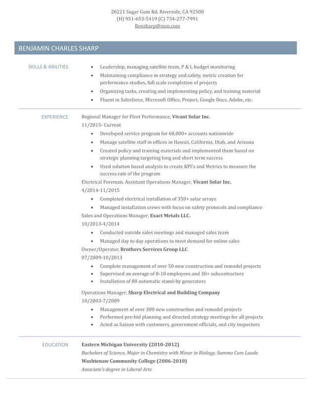 Benjamin Sharp Resume 9-22-16 | PDF