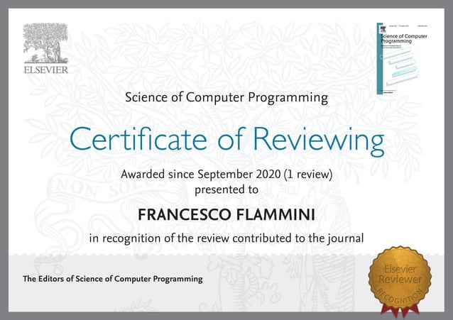 Science of Computer Programming, Certificate of Reviewing | PPT