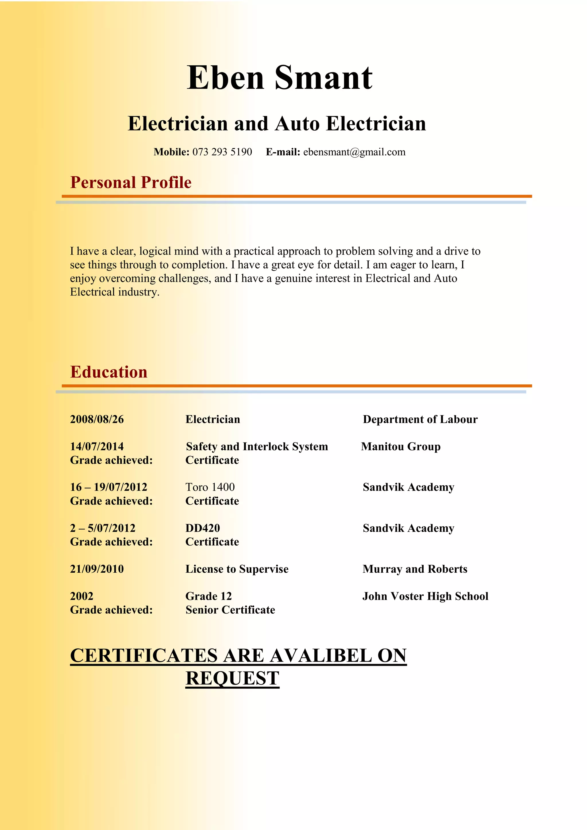 Eben Smant New CV1 | PDF