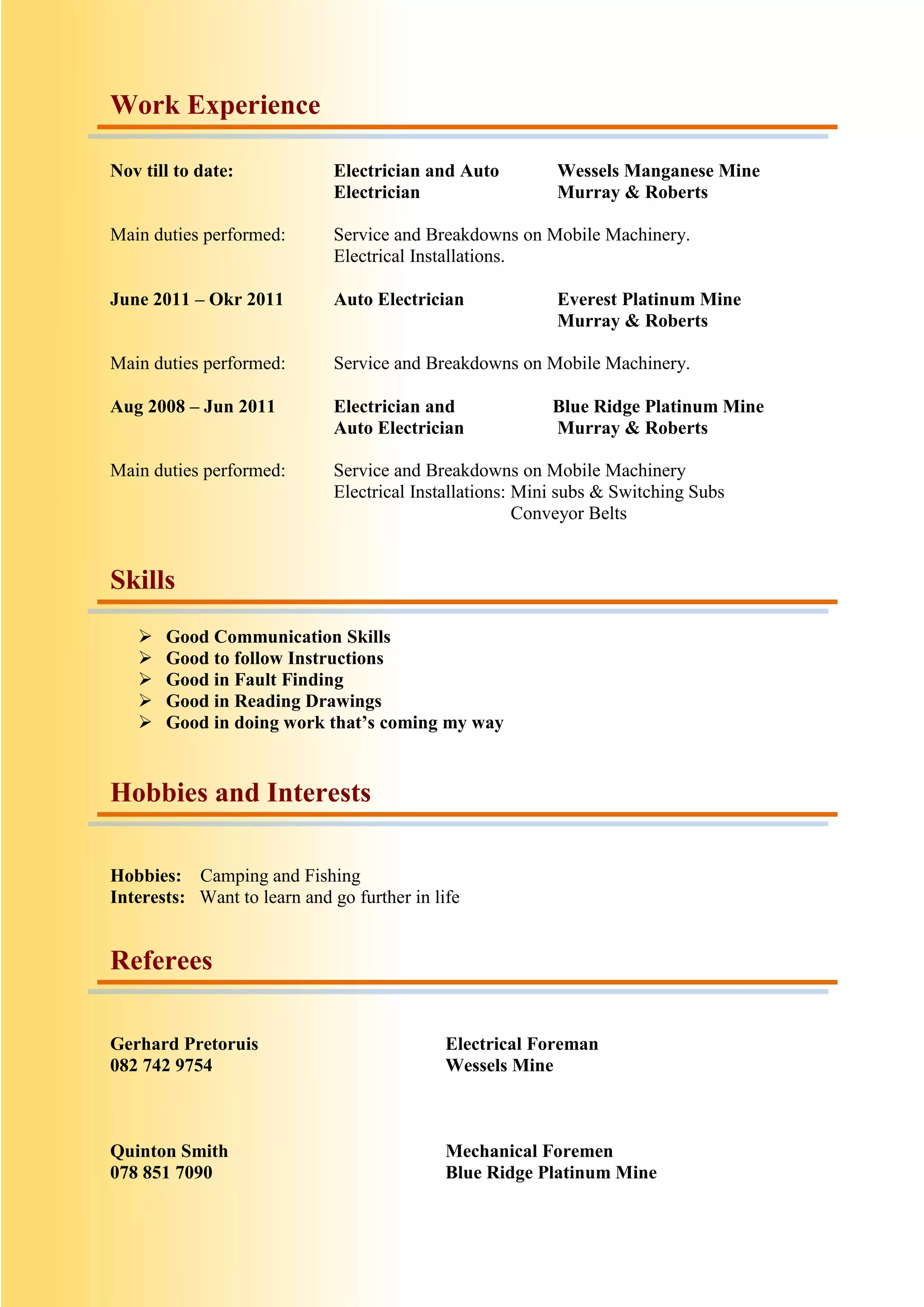 Eben Smant New CV1 | PDF