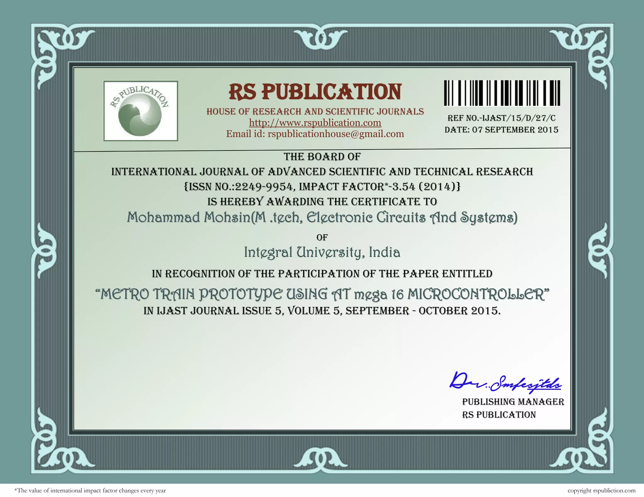 certificate ijast (1) | PDF