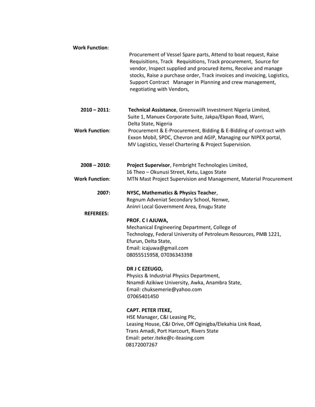 OKONYE LUCKY EDEME CV | DOC | Logistics | Business