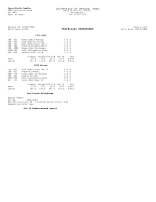 Justin Donat Undergraduate Transcripts | PDF | Undergraduate Education ...