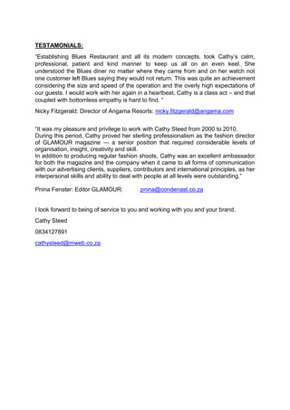 CATHY STEED PR & Media Communications | PDF