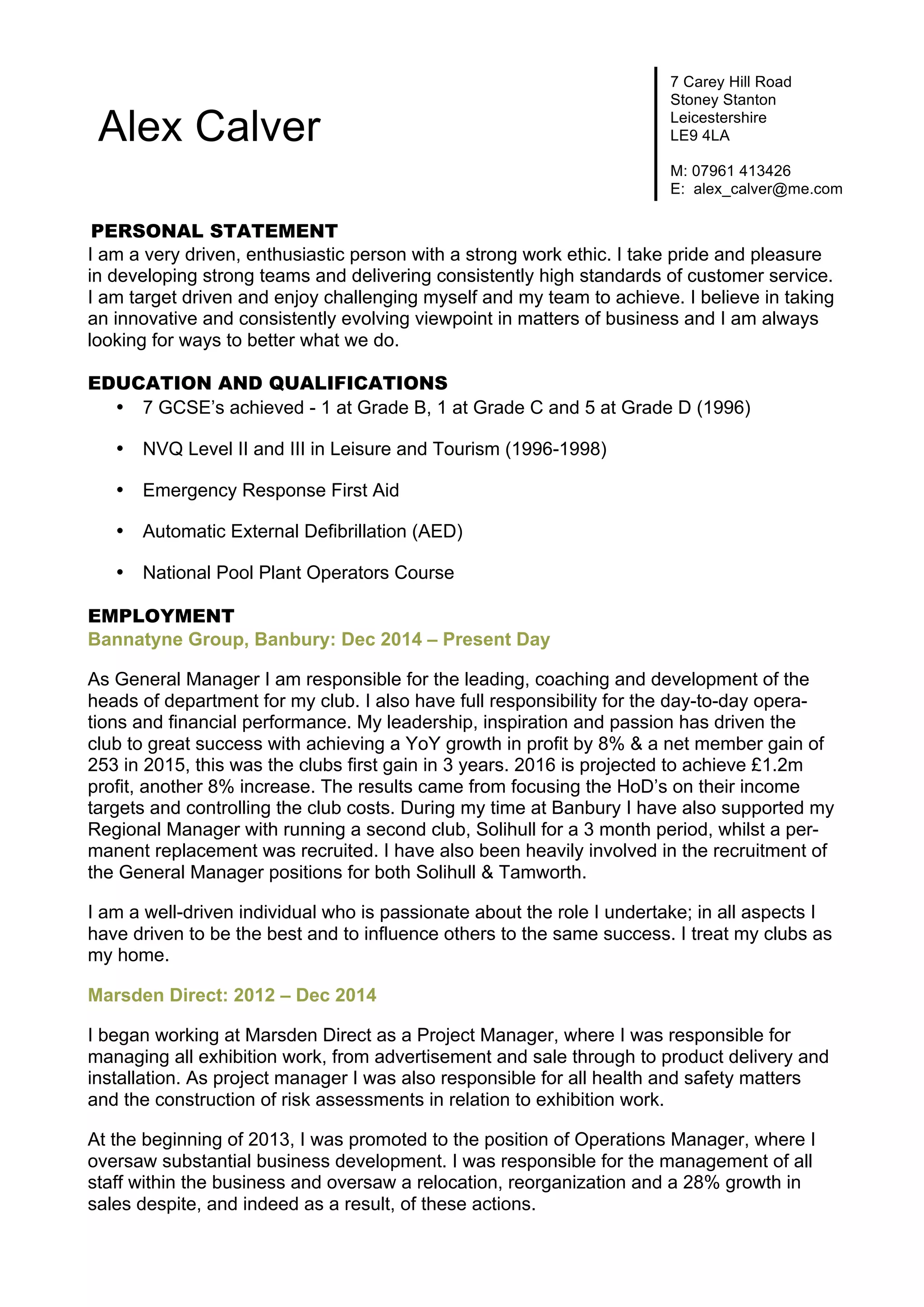 Alex Calver CV | PDF