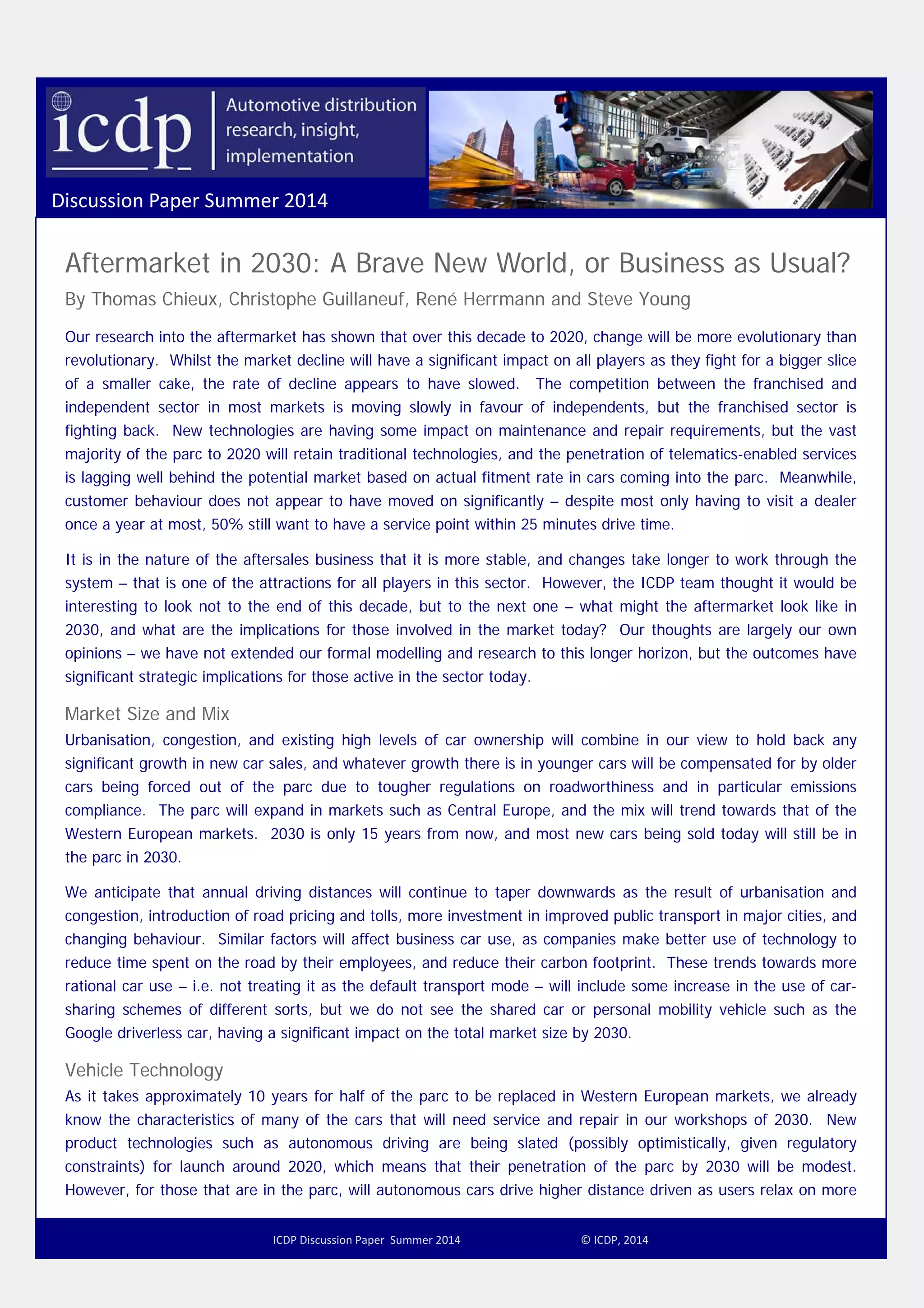icdp_aftermarket 2030_july14 | PDF | Automotive Industry | Industries