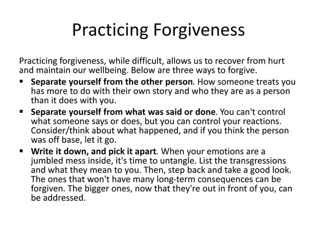 PRESENTATION ON FORGIVING FOR MENTAL HEALTH BY WALE | PPTX